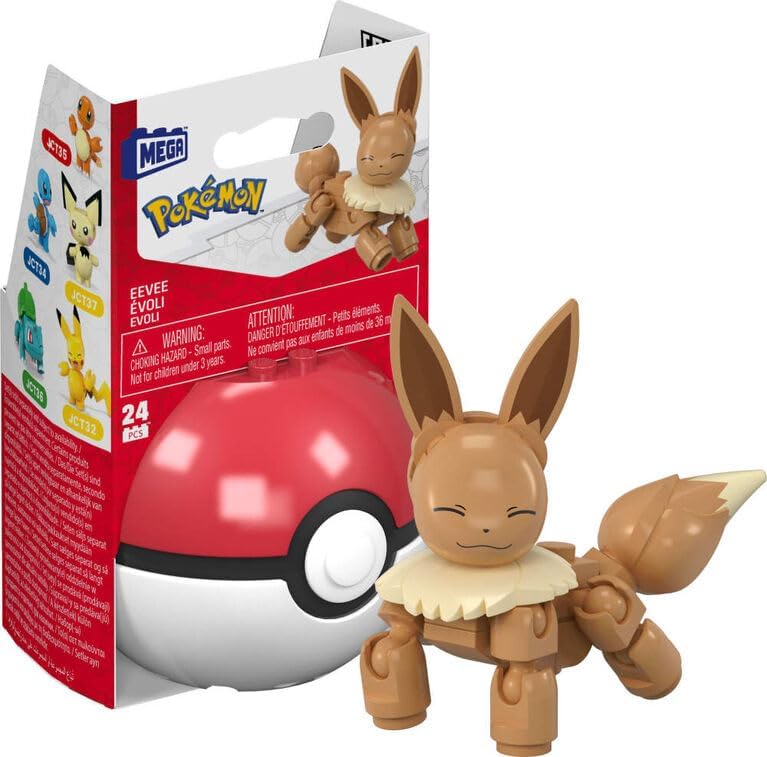 MEGA Pokémon Eevee Happy with Pokeball Building Toy Kits with Action F ...