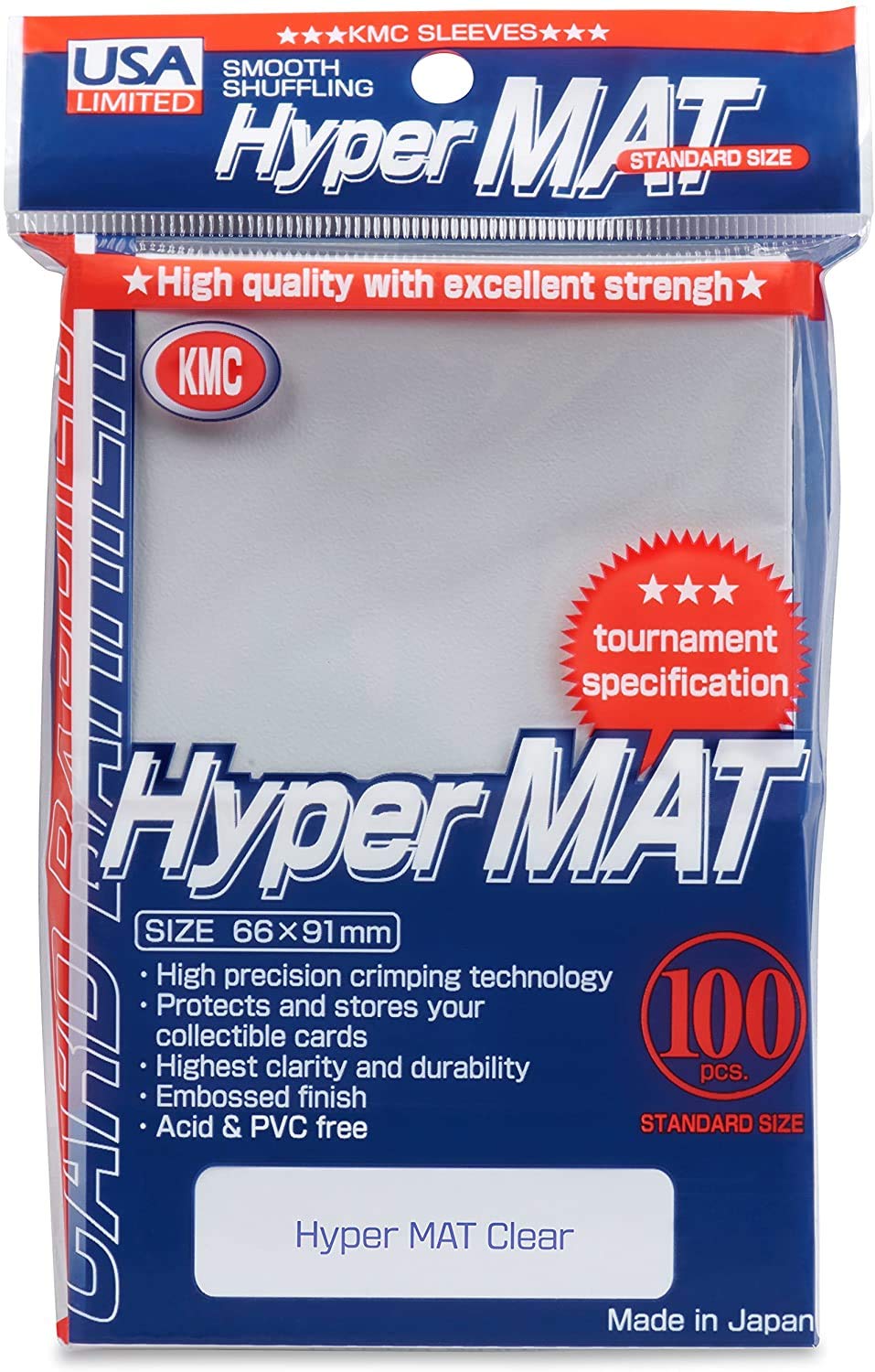 KMC Hyper Matte Clear 100-count Standard Size Sleeves Pack [USA Packag ...