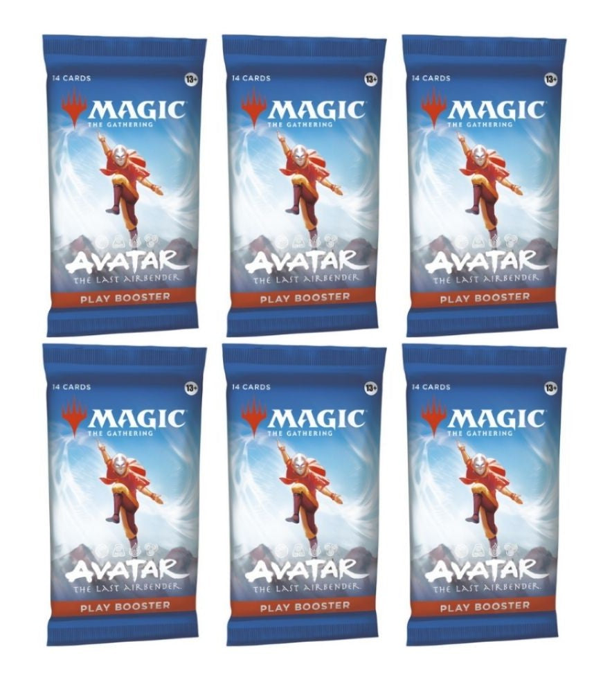 6 Packs Magic the Gathering Play Booster Pack Lot MTG Avatar the Last ...